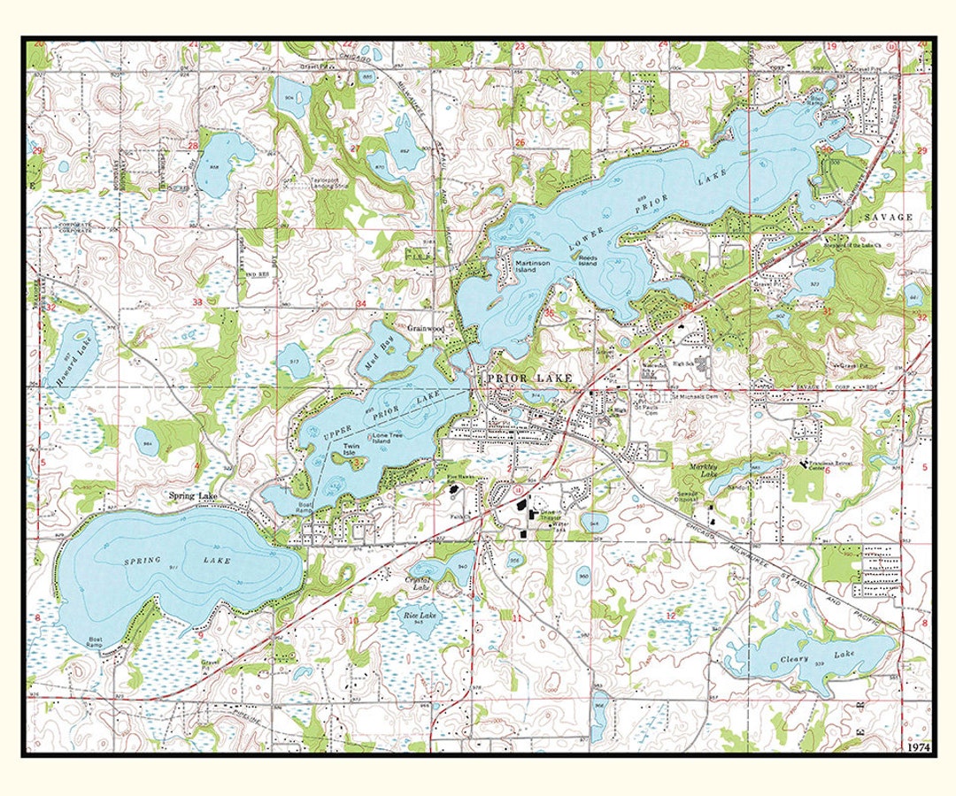 1974 Map of Prior Lake Minnesota - Etsy