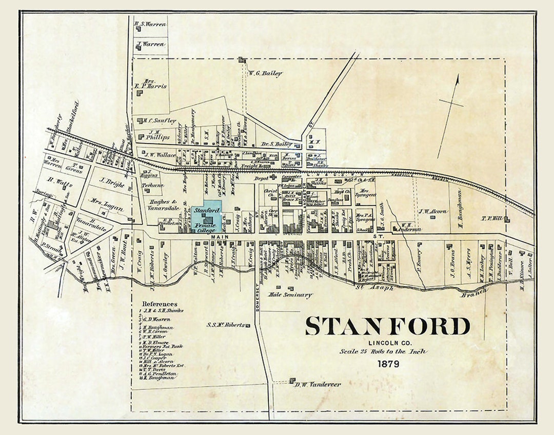 1879 Map of Stanford Lincoln County Kentucky - Etsy