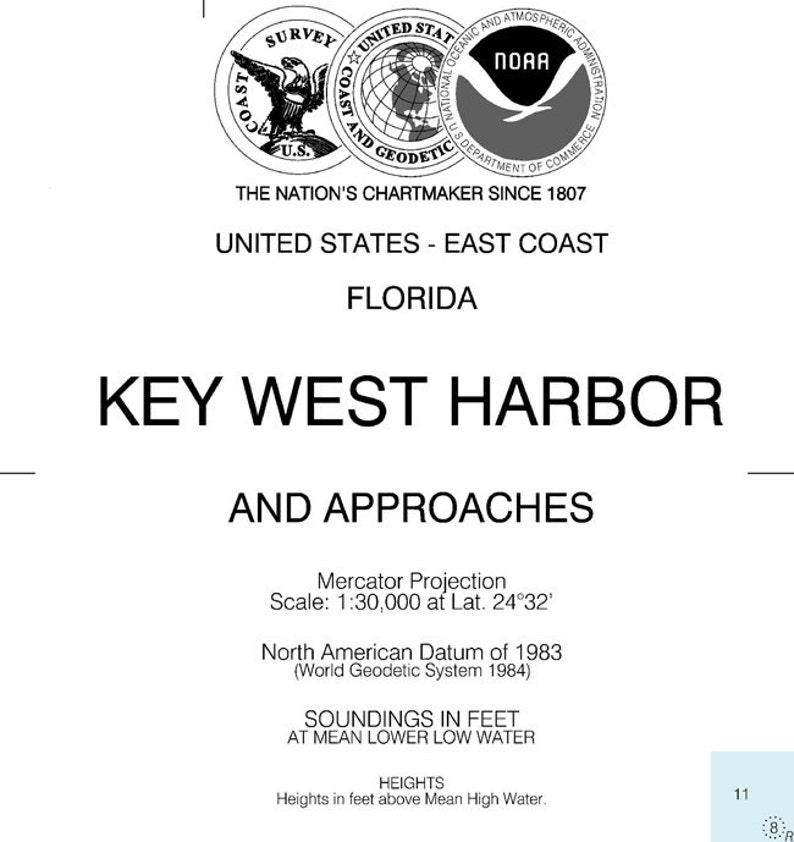 2013 Nautical Map of Key West Harbor Florida - Etsy