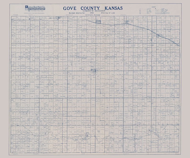 1920 Map of Grove County Kansas Oil and Gas Wells - Etsy