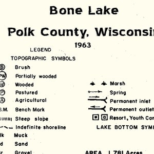 1963 Map of Bone Lake Polk County Wisconsin - Etsy