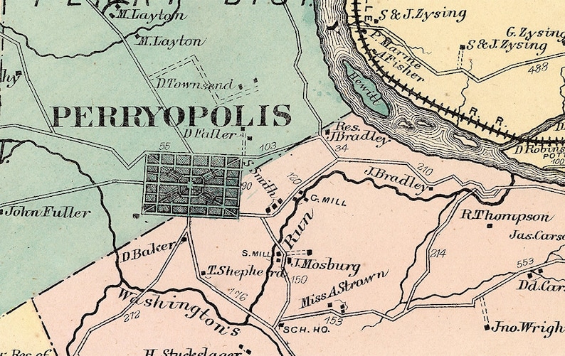 1872 Map of Perry Township Fayette County PA - Etsy