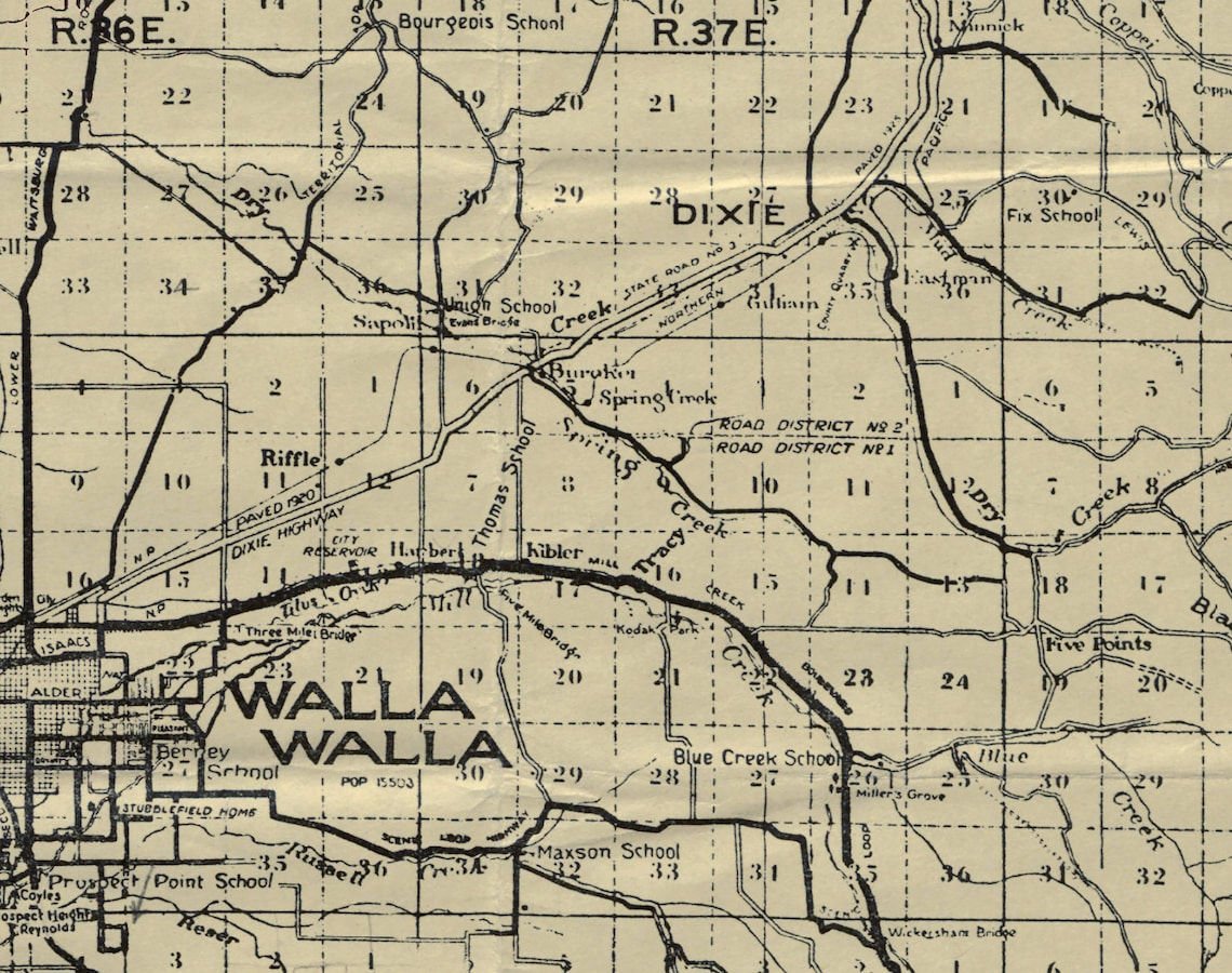 1929 Map of Walla Walla County Washington | Etsy