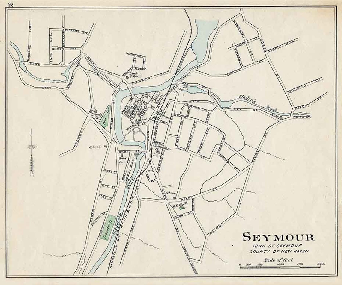 19th Century Map of Seymour New Haven County Connecticut - Etsy