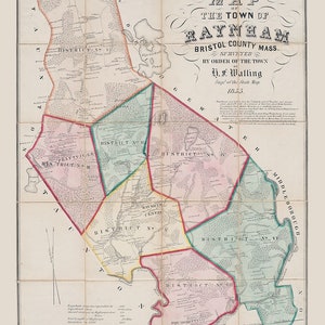 1855 Town Map of Raynham Bristol County Massachusetts - Etsy