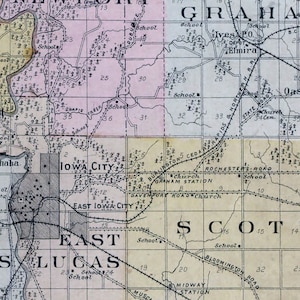 1900 Map of Johnson County Iowa - Etsy