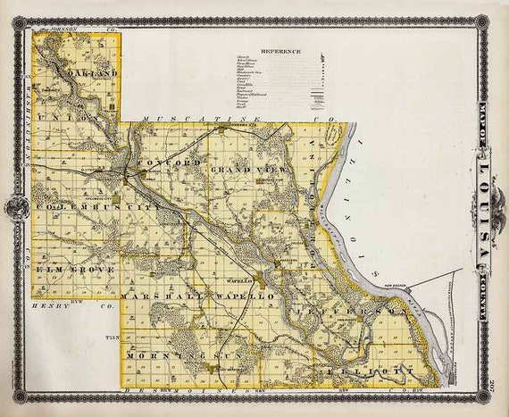 1875 Map of Louisa County Iowa | Etsy
