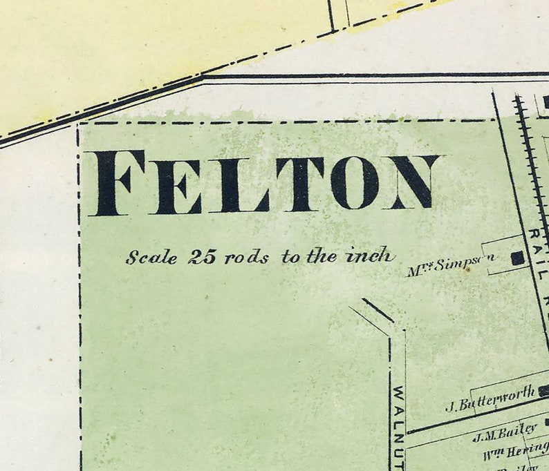 1868 Map of Camden and Felton Kent County Delaware - Etsy