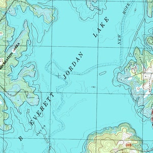 1993 Map of Jordan Lake North Carolina - Etsy