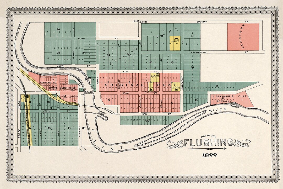 1899 Map of Flushing Genesee County Michigan - Etsy