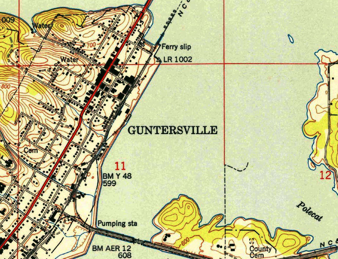 1950 Map of Guntersville Alabama - Etsy