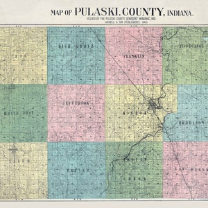 1911 Farm Line Map of Pulaski County Indiana - Etsy