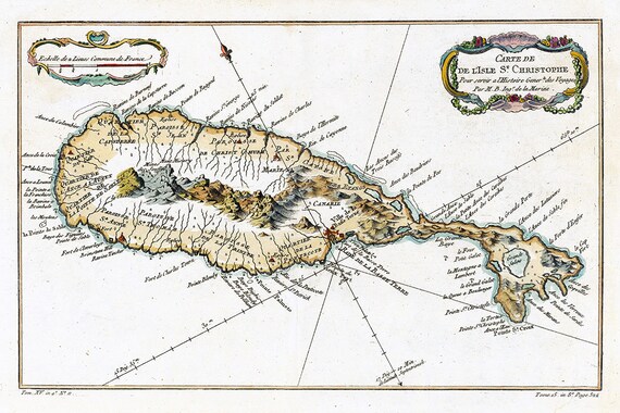 1754 Map of St Christopher | Etsy