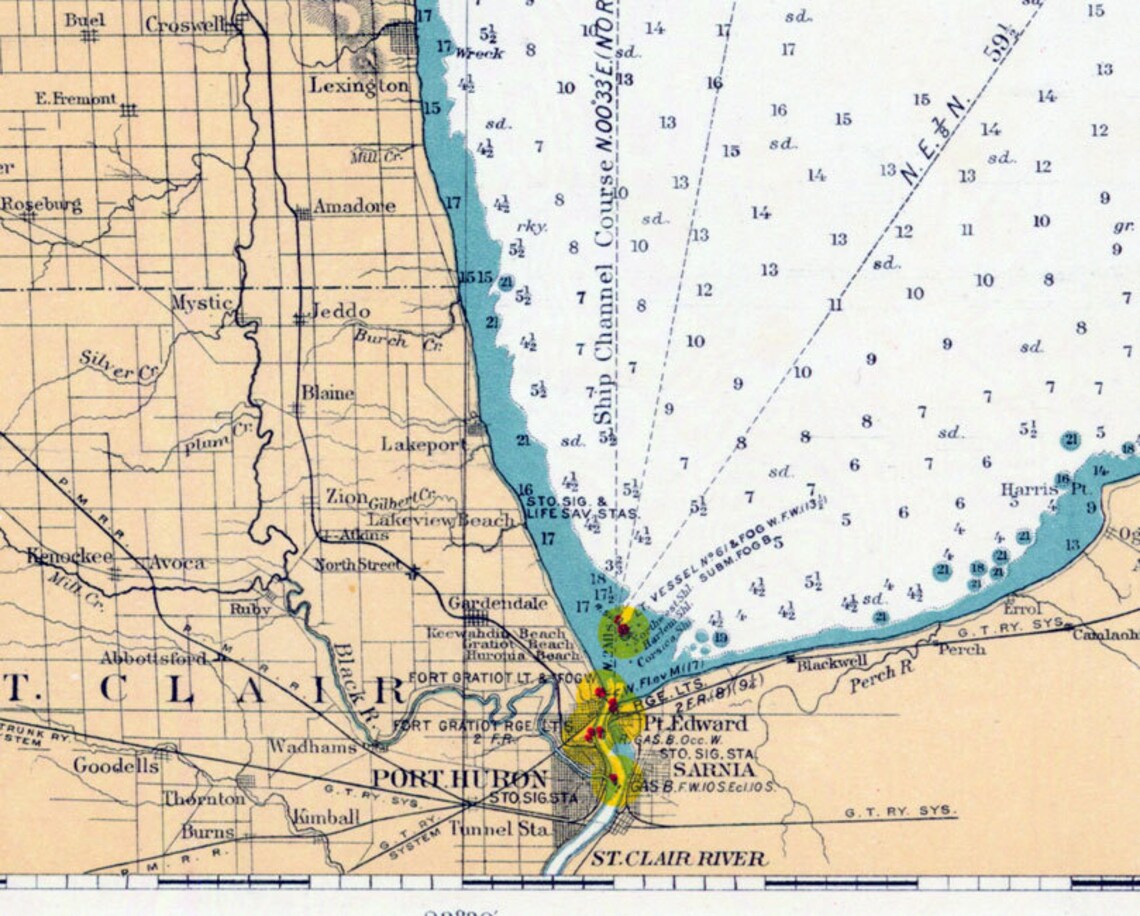 1910 Nautical Map of Lake Huron and Georgian Bay - Etsy Canada