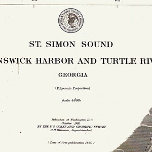 1901 Nautical Map of St Simon Sound Brunswick Harbor Georgia - Etsy
