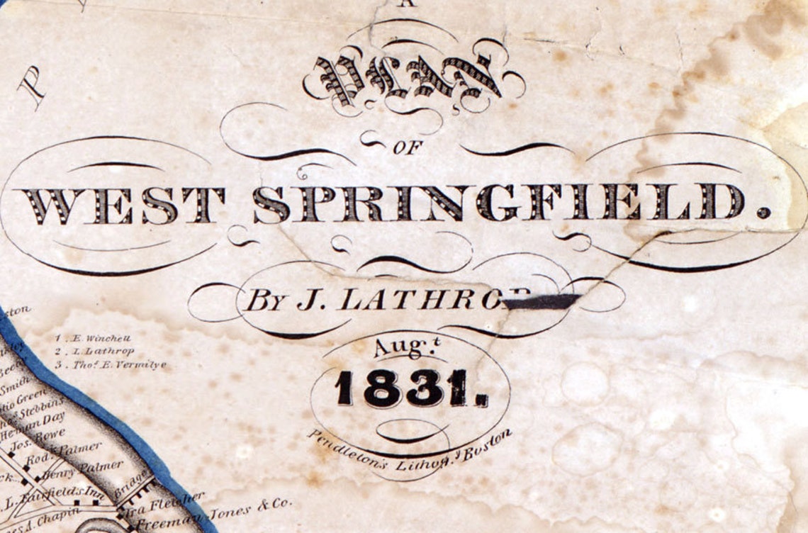 1831 Map of West Springfield Massachusetts - Etsy