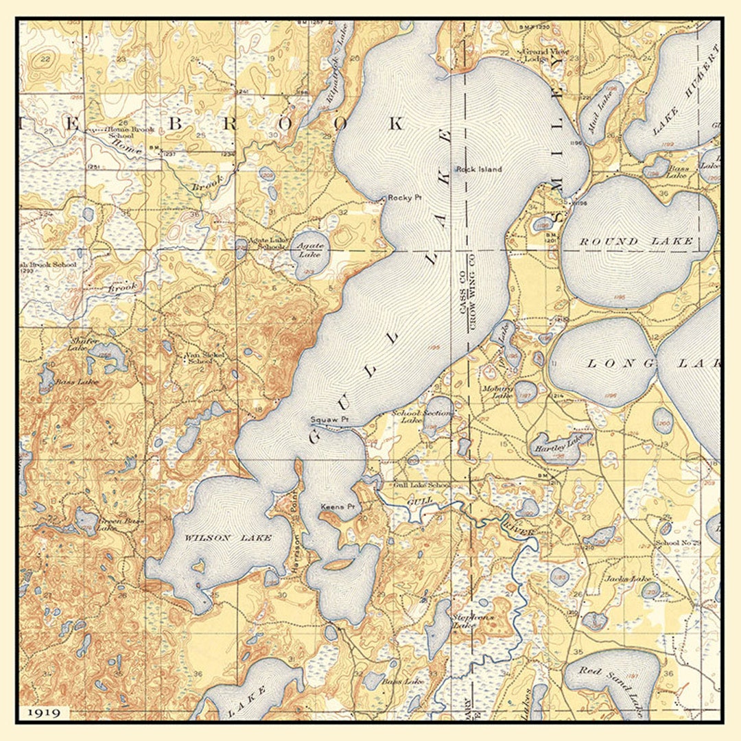 1919 Map of Gull Lake Minnesota - Etsy