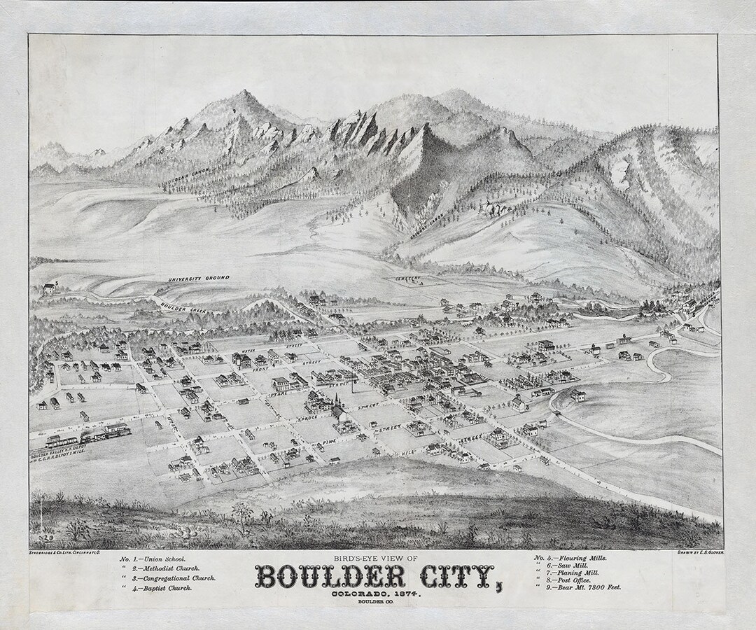 1874 Panoramic Map of Boulder City Colorado - Etsy
