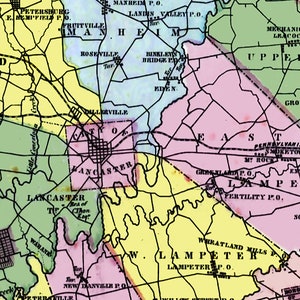 1864 Map of Lancaster County Pennsylvania - Etsy