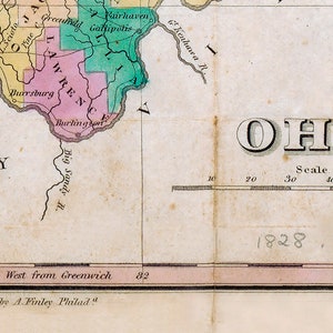 1828 Map of the State of Ohio - Etsy