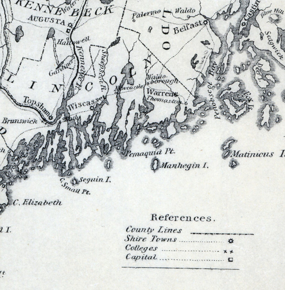 1831 Map of the State of Maine | Etsy
