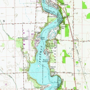 1980 Map of Lake Freeman Indiana - Etsy