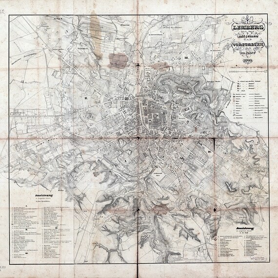 1844 Town Map of Lemberg Galicia Austria Hungary Ukraine | Etsy