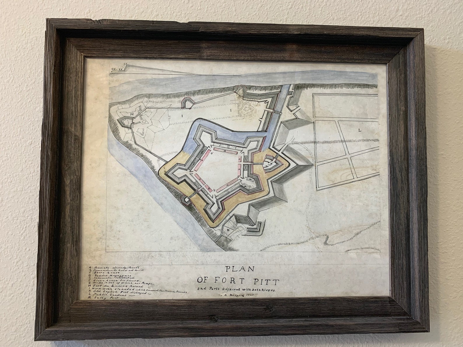 1761 Map of Fort Pitt Pittsburgh Pennsylvania Framed - Etsy