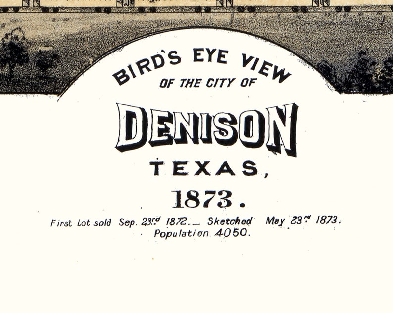 1873 Panoramic Map of Denison Grayson County Texas - Etsy