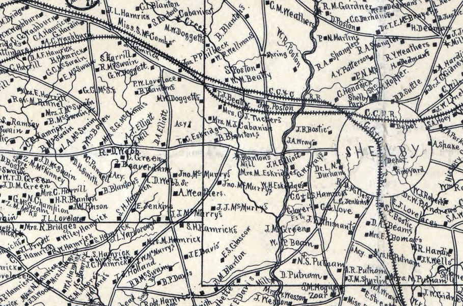 1886 Map of Cleveland County North Carolina | Etsy