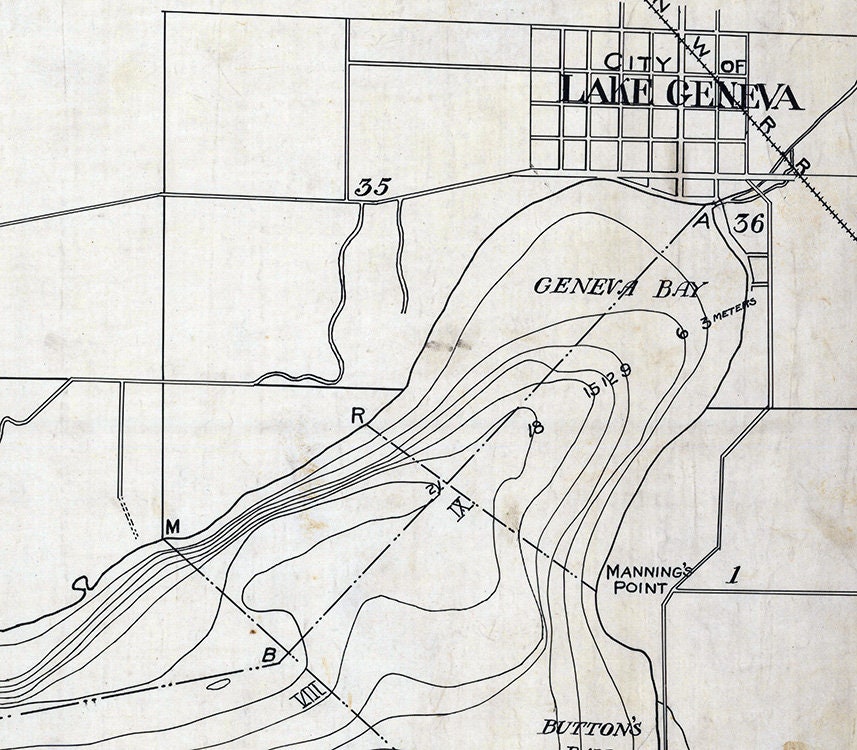 1898 Map of Lake Geneva Wisconsin | Etsy