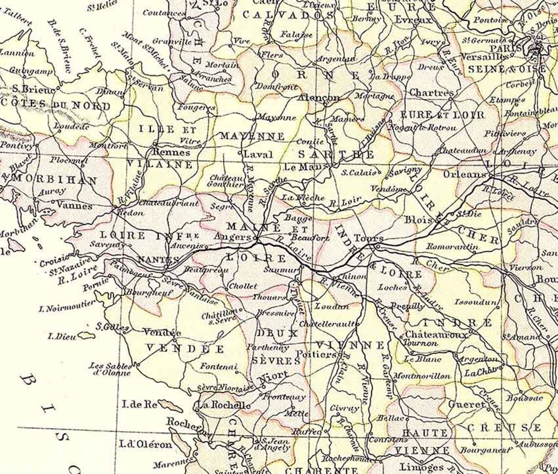 1885 Map of France - Etsy