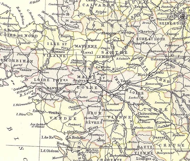 1885 Map of France | Etsy