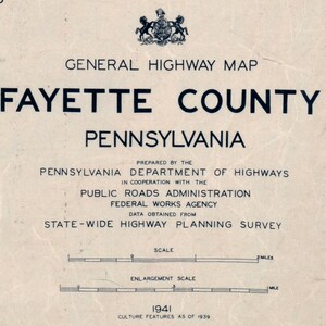 1941 Map of Fayette County Pennsylvania - Etsy