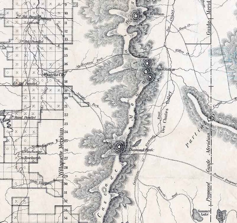 1861 Diagram Map of Oregon - Etsy