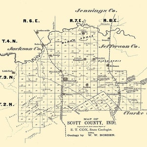 1874 Map of Scott County Indiana - Etsy