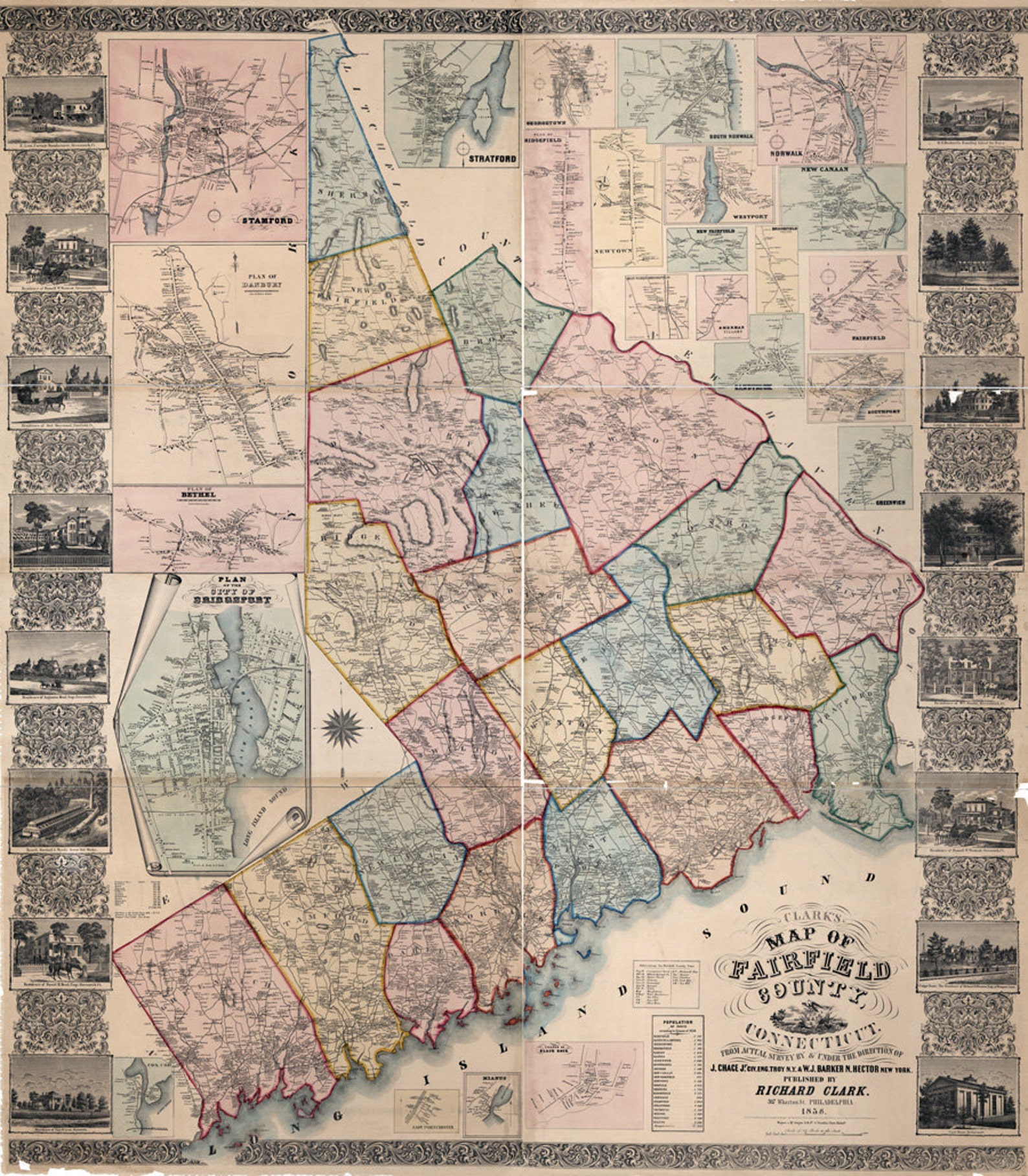 1858 Map of Fairfield County Connecticut Genealogy - Etsy
