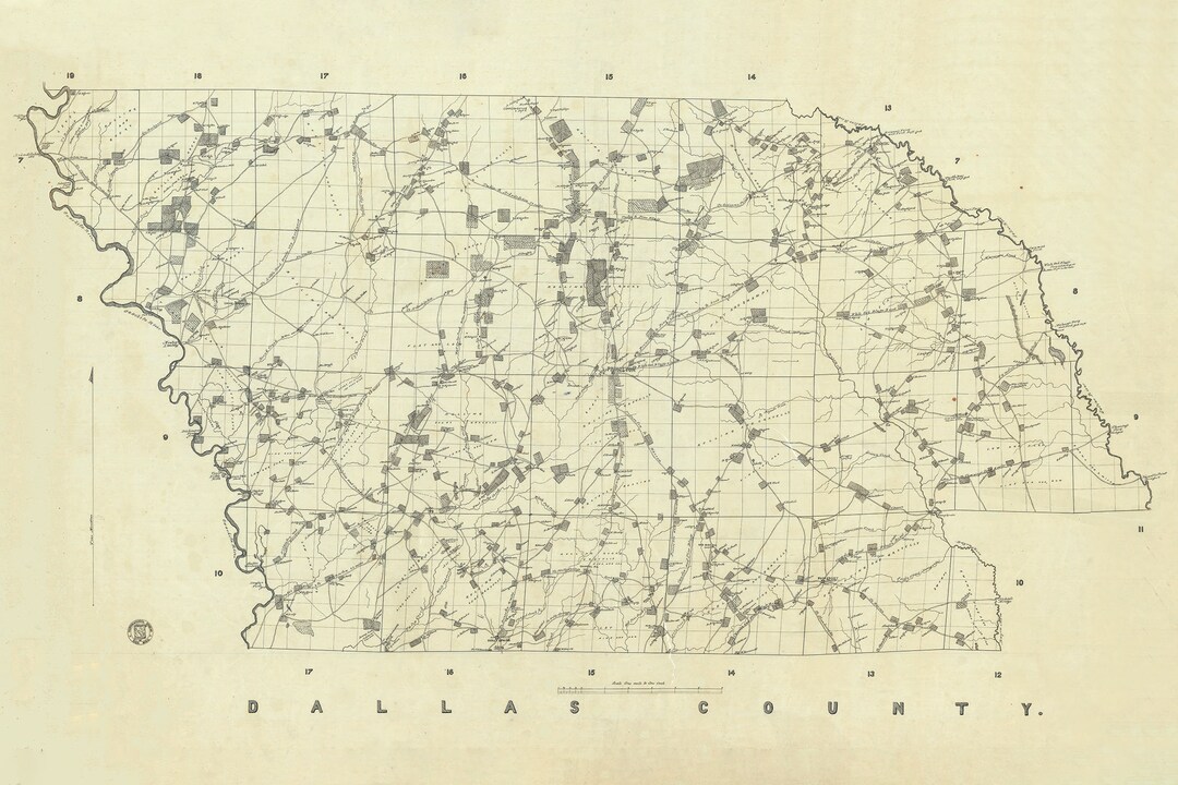 1865 Map of Dallas County Texas - Etsy