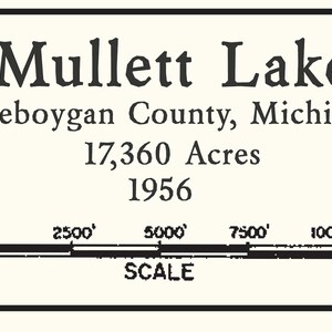 1956 Map of Mullett Lake Cheboygan County Michigan - Etsy