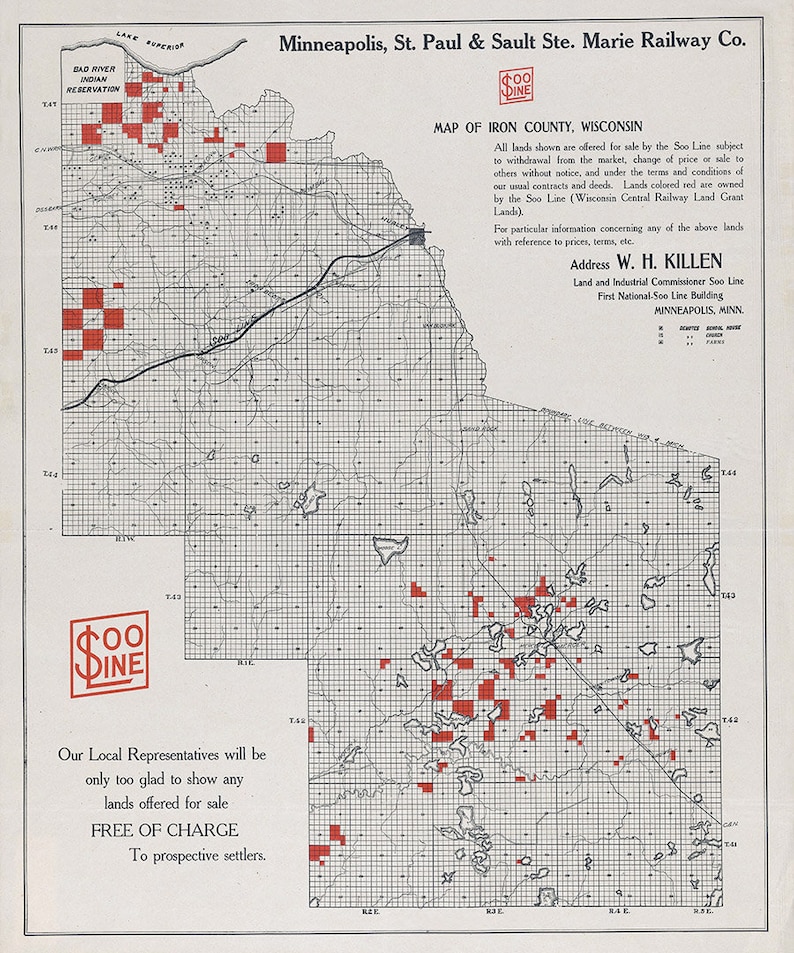 1910 Map of Iron County Wisconsin - Etsy