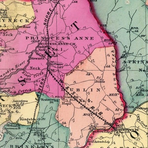 1873 Map of Dorchester Wicomico Somerset and Worcester County Maryland ...