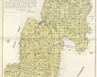 1914 Map of Jacksonport Township Door County Wisconsin | Etsy