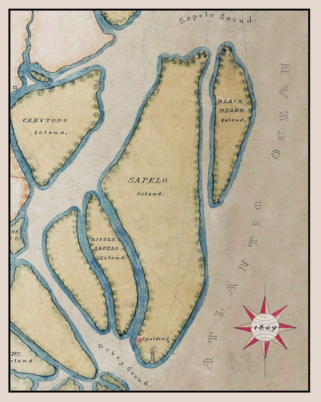 1869 Map of Black Beard Island and Sapelo Island Georgia - Etsy