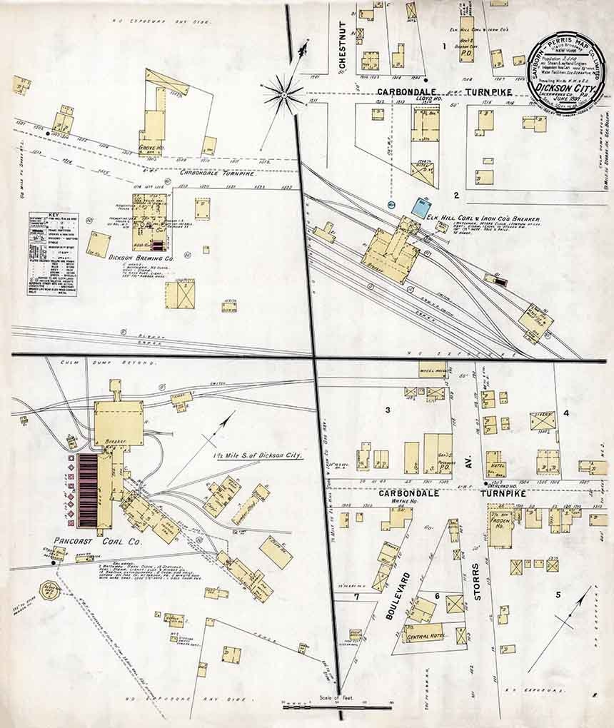 1897 Town Map of Dickson City Lackawanna County Pennsylvania - Etsy