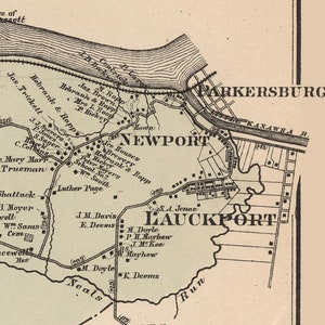 1886 Map of Lubeck District Wood County West Virginia - Etsy