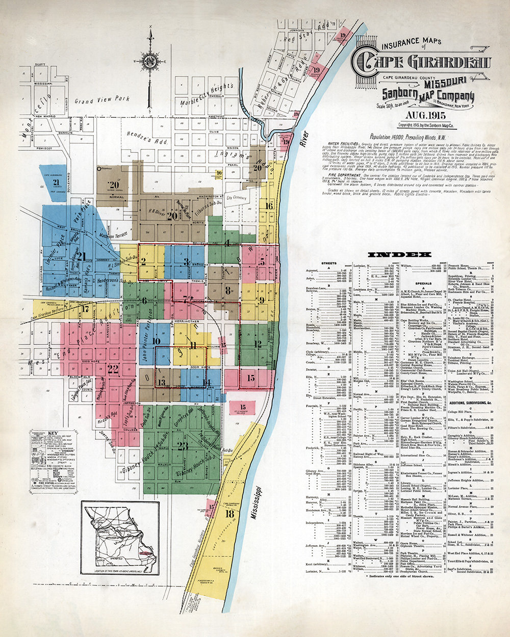 1915 Town Map of Cape Girardeau Missouri - Etsy