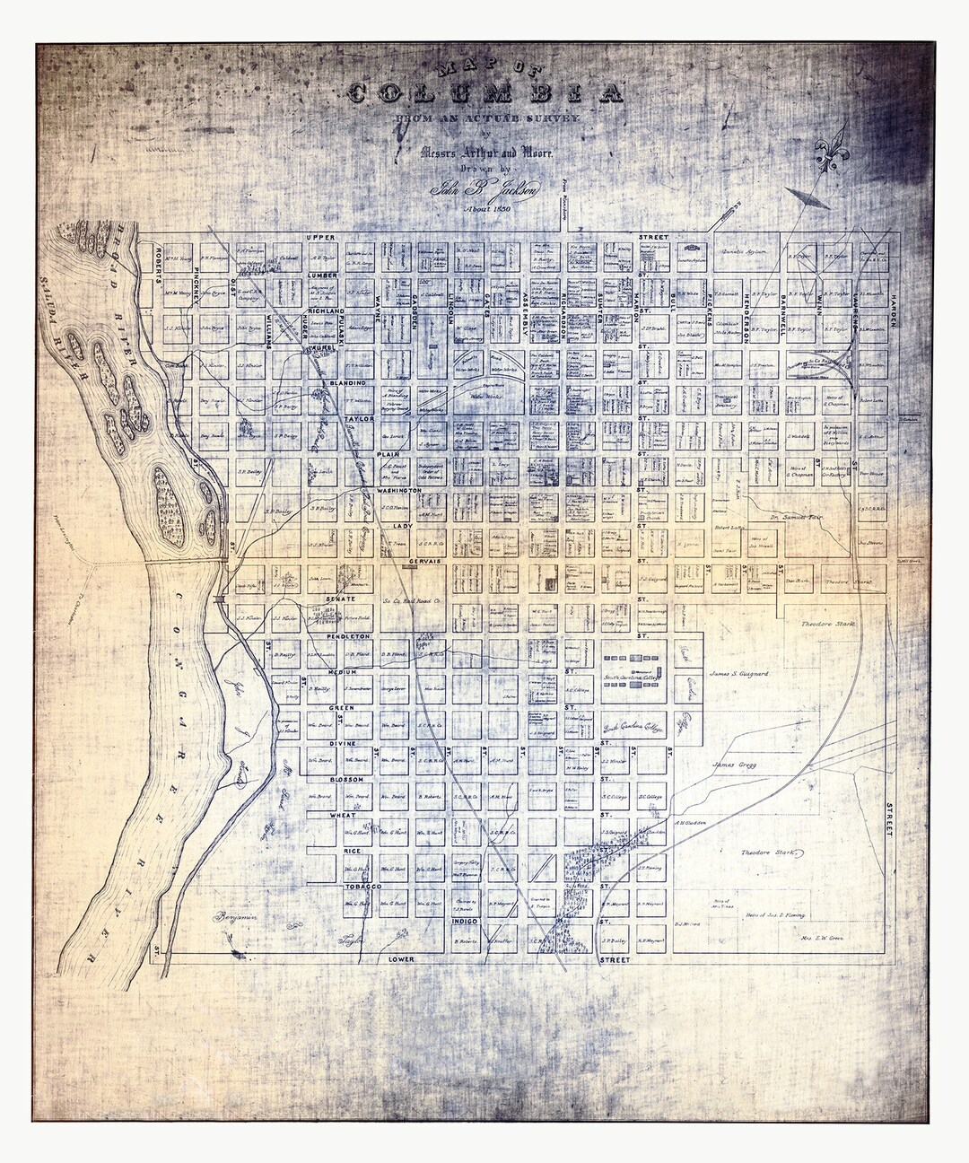 1912 Town Map of Columbia South Carolina - Etsy