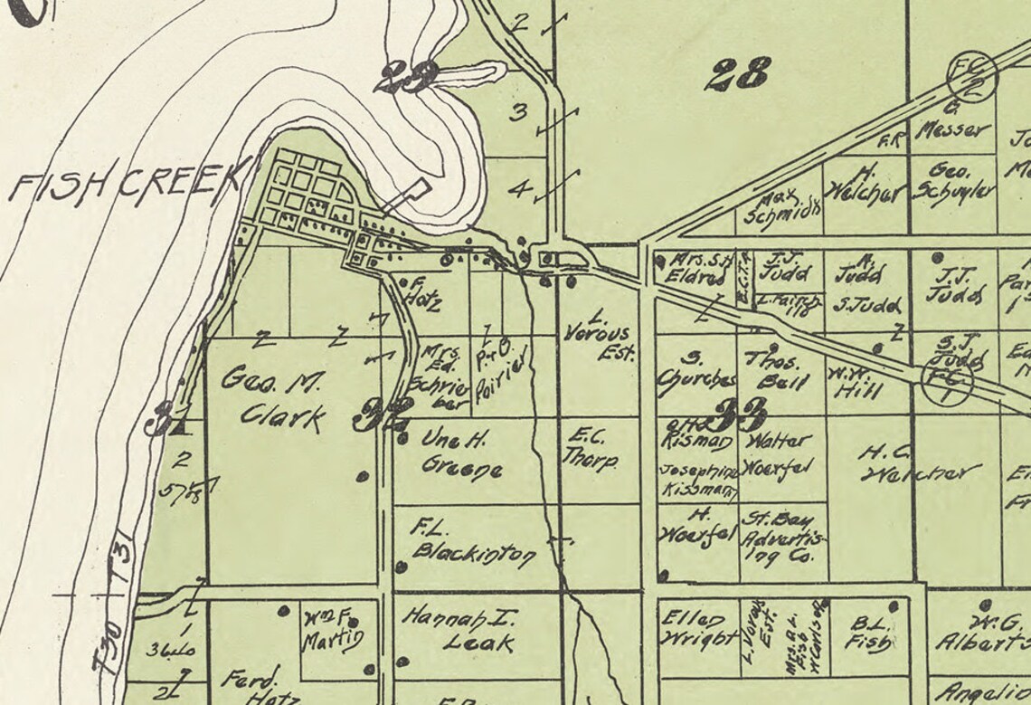 1914 Map of Chambers Island Gibralter Township Door County - Etsy