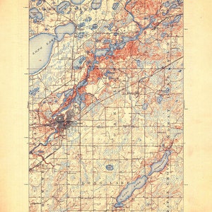 1918 Topo Map of Brainerd Minnesota Quadrangle Long Lake Mississippi ...