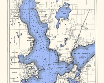 West Okoboji Lake Map - Etsy New Zealand